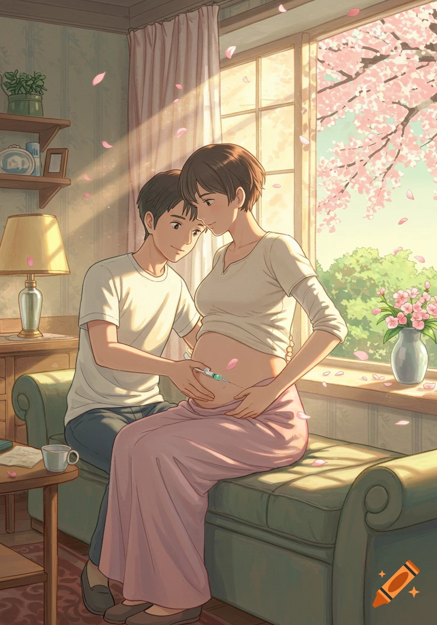 An anime male with a bloated stomach rests on a beanbag, surrounded by ...