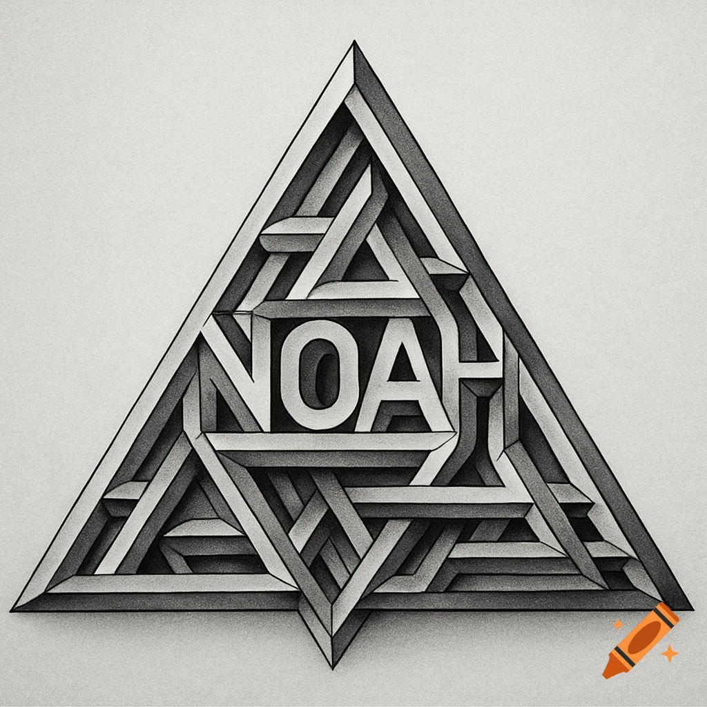 A monochromatic geometric design forming a triangle with the word 'NOAH' integrated into its ...