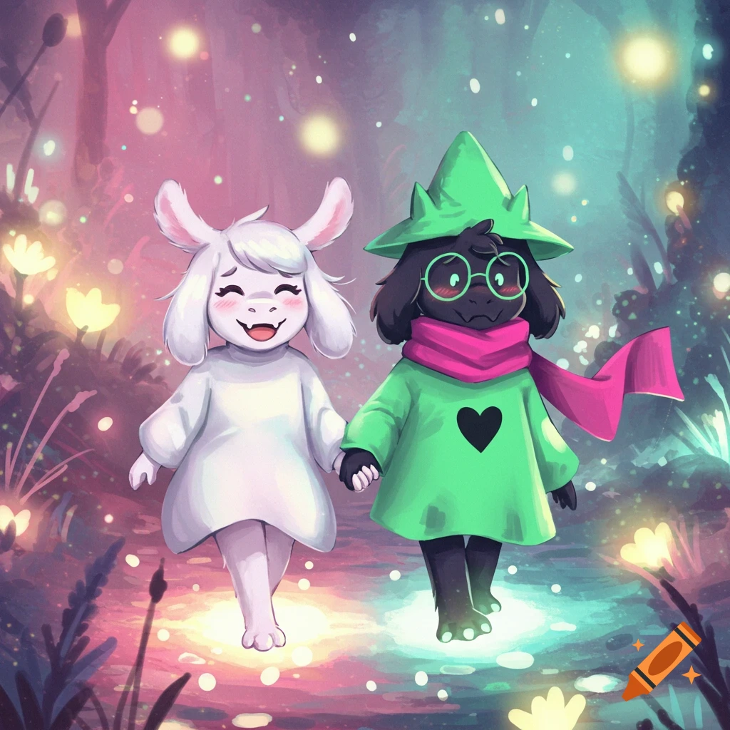 A cute white goat-like character with green eyes in a striped green and ...