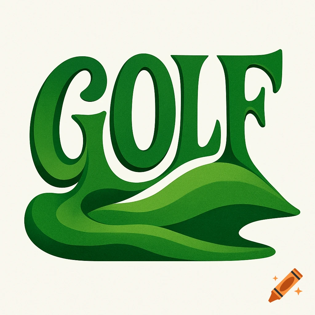 Creative typography of the word GOLF shaped like a golf green, in ...