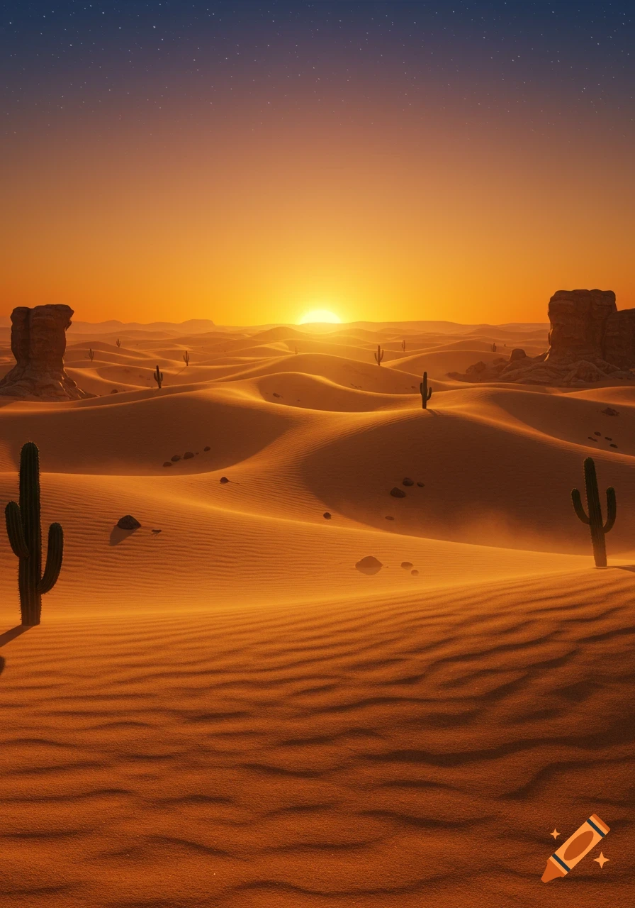 Photorealistic tree with a human face on its trunk in a vast desert landscape. on Craiyon