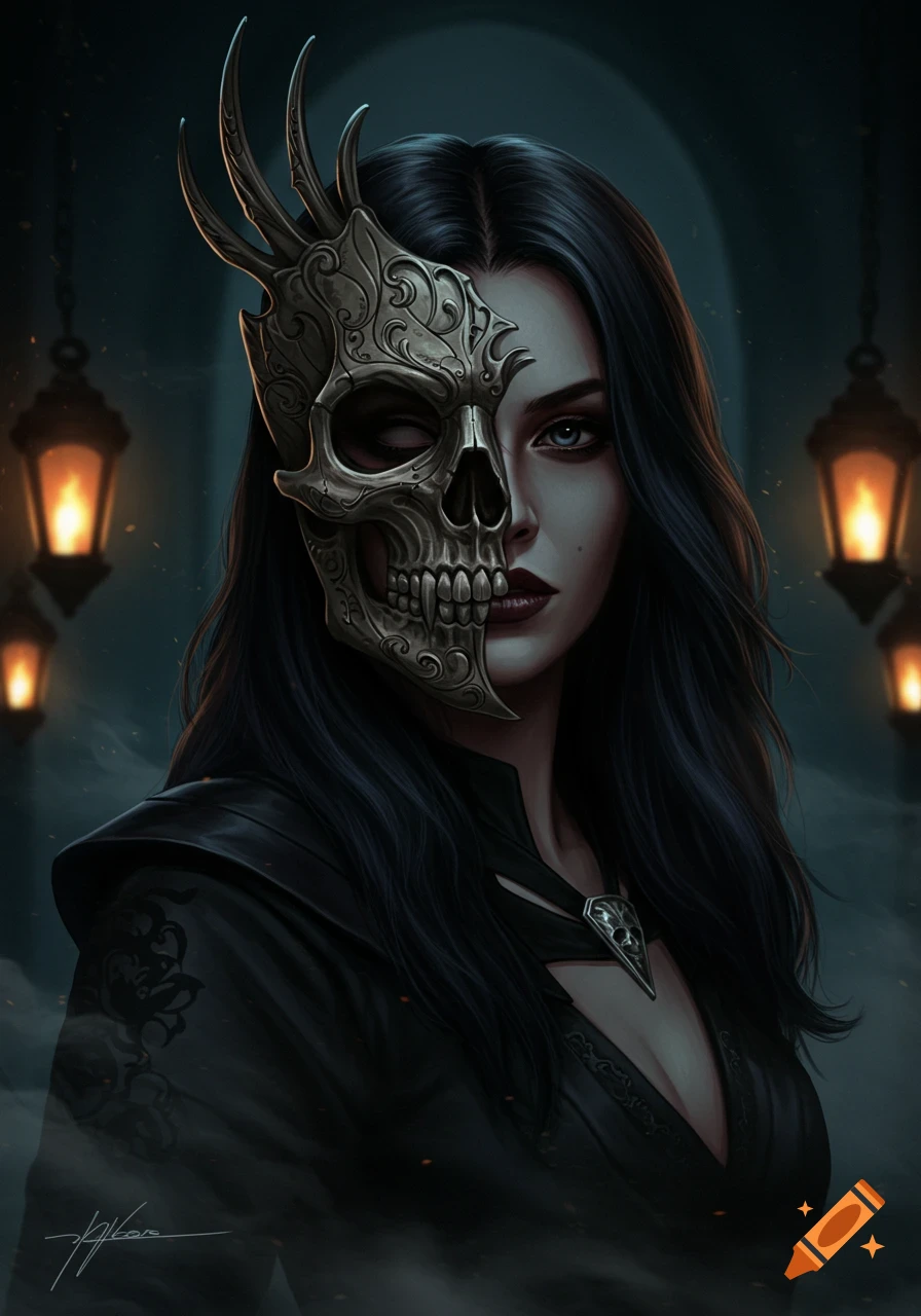 The queen of angels, dark style, goth style, hd painting on Craiyon