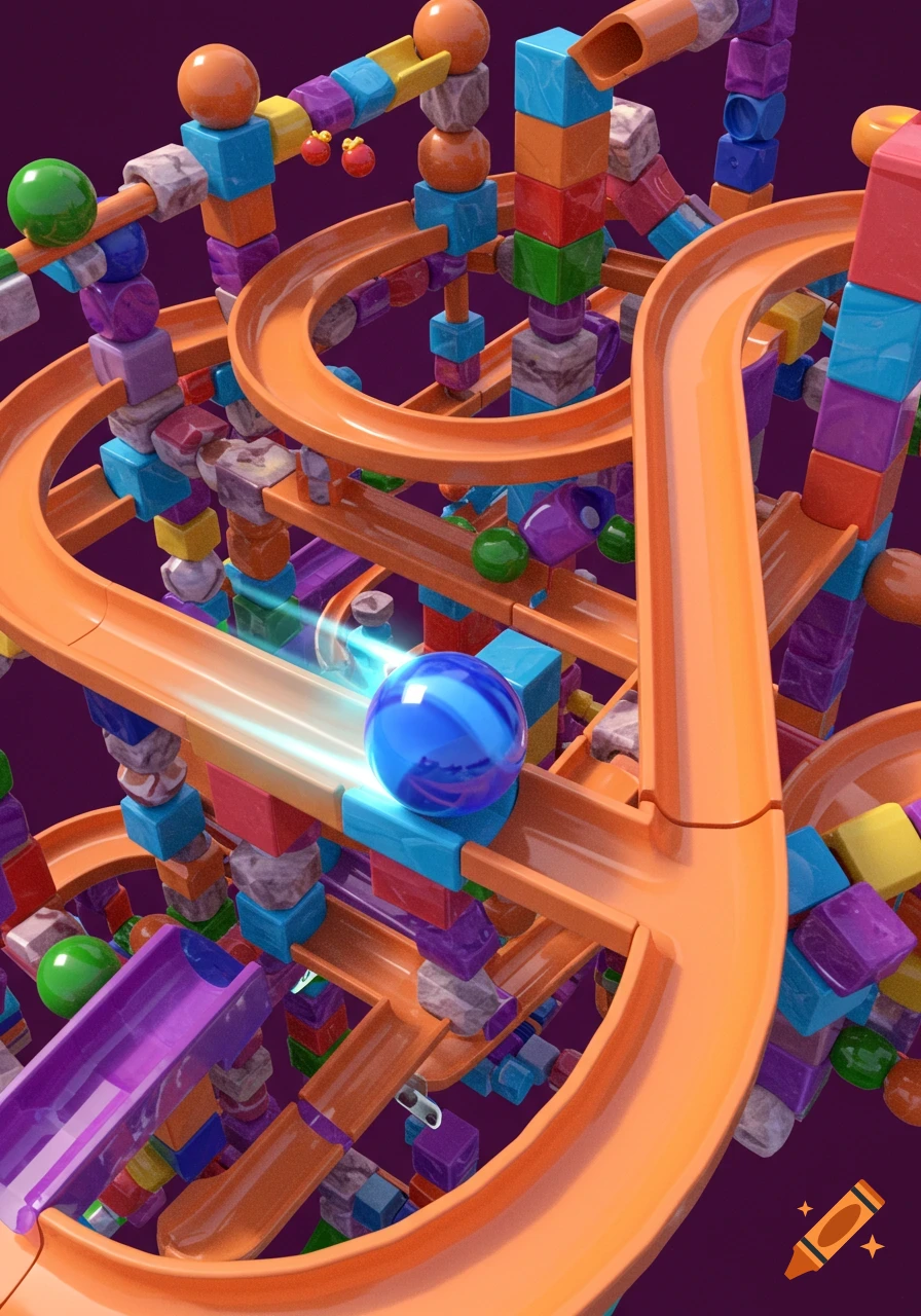 A whimsical scene with a stack of balancing rocks topped with a glowing ...