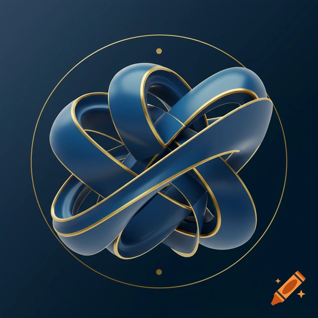 Sleek, twisted metallic chrome object on a black background, resembling ...