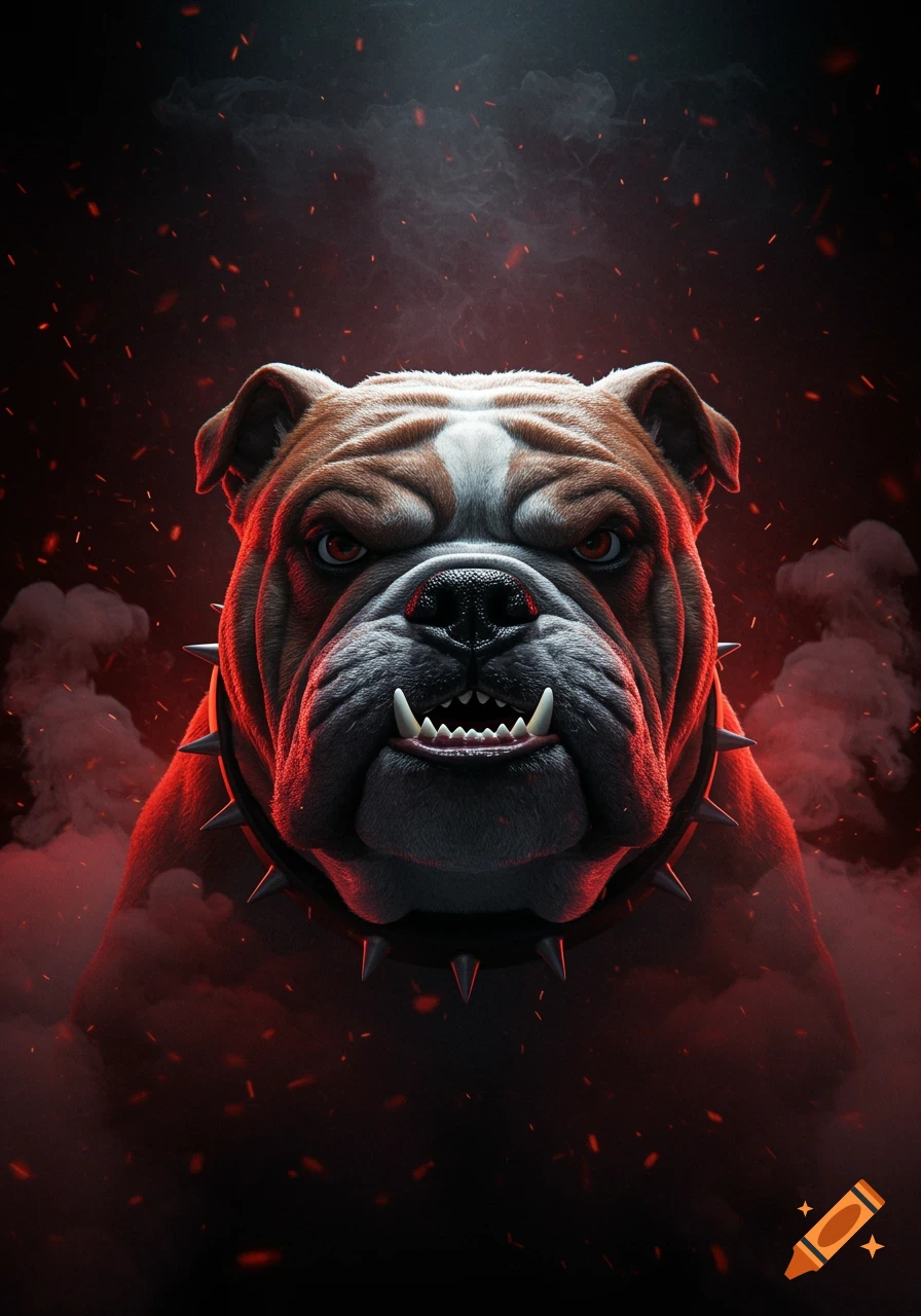 A 2D illustration of an orange and white English bulldog wearing a ...