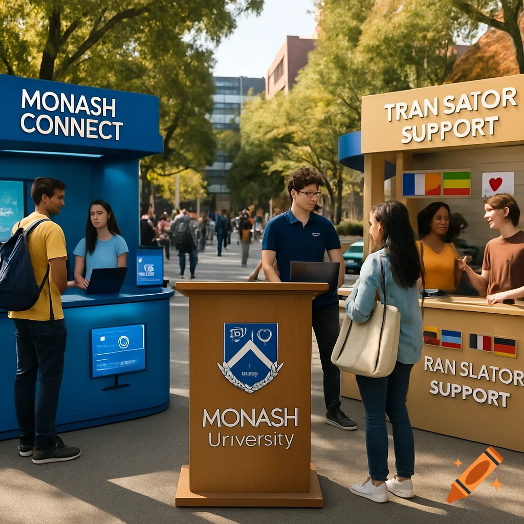 A photorealistic image of a university campus scene with students ...