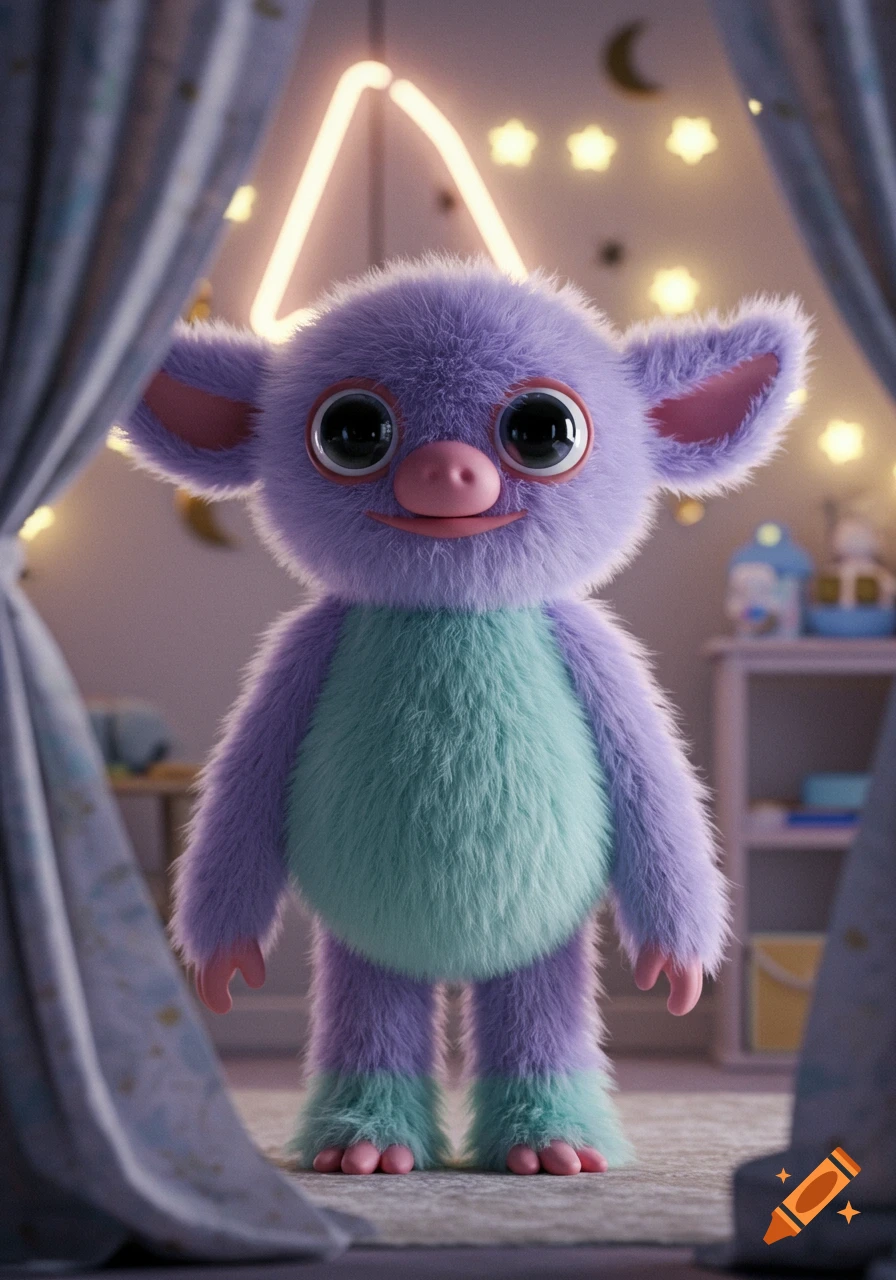 A cute, curious female orange cartoon pigeon with prominent black ...