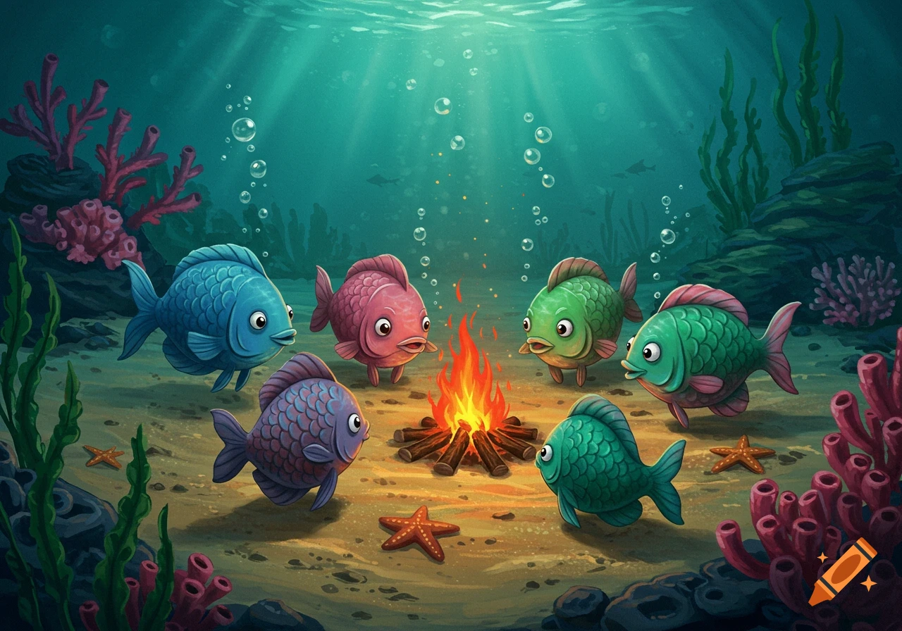 A cartoon snail with a pink shell and red eyes on the sandy ocean floor ...