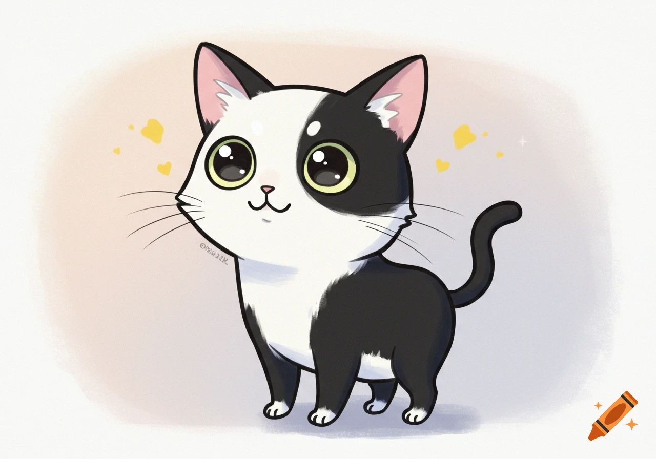 A cute cartoon white British Shorthair cat lying down, cleaning its ear ...