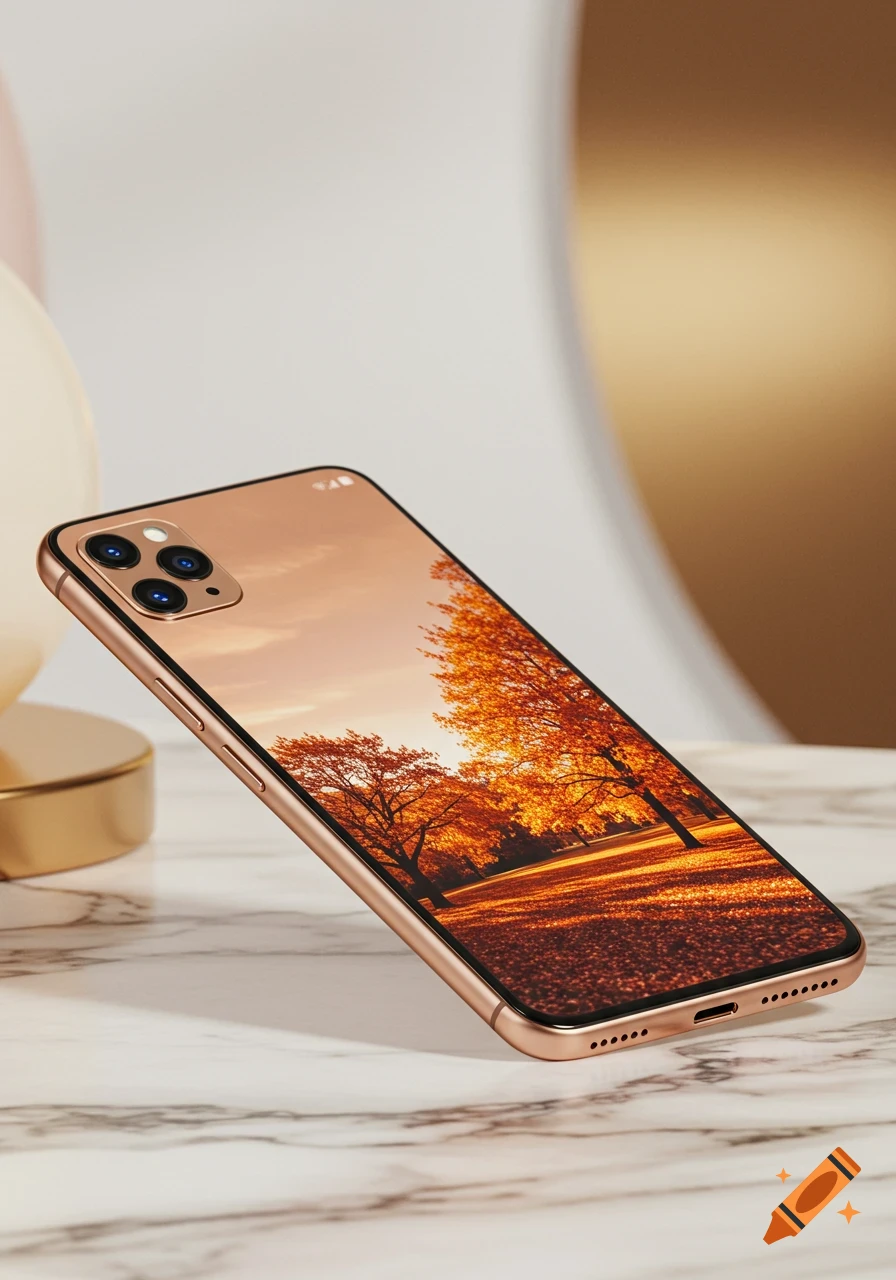 Photorealistic iPhone with a back that gradients from white to orange ...