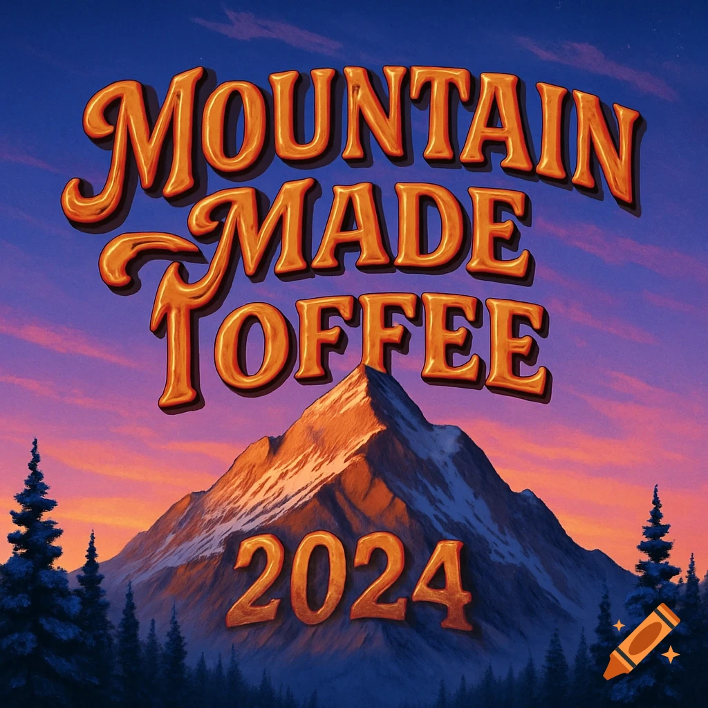 A vibrant illustration of a mountain at sunset with pine trees ...