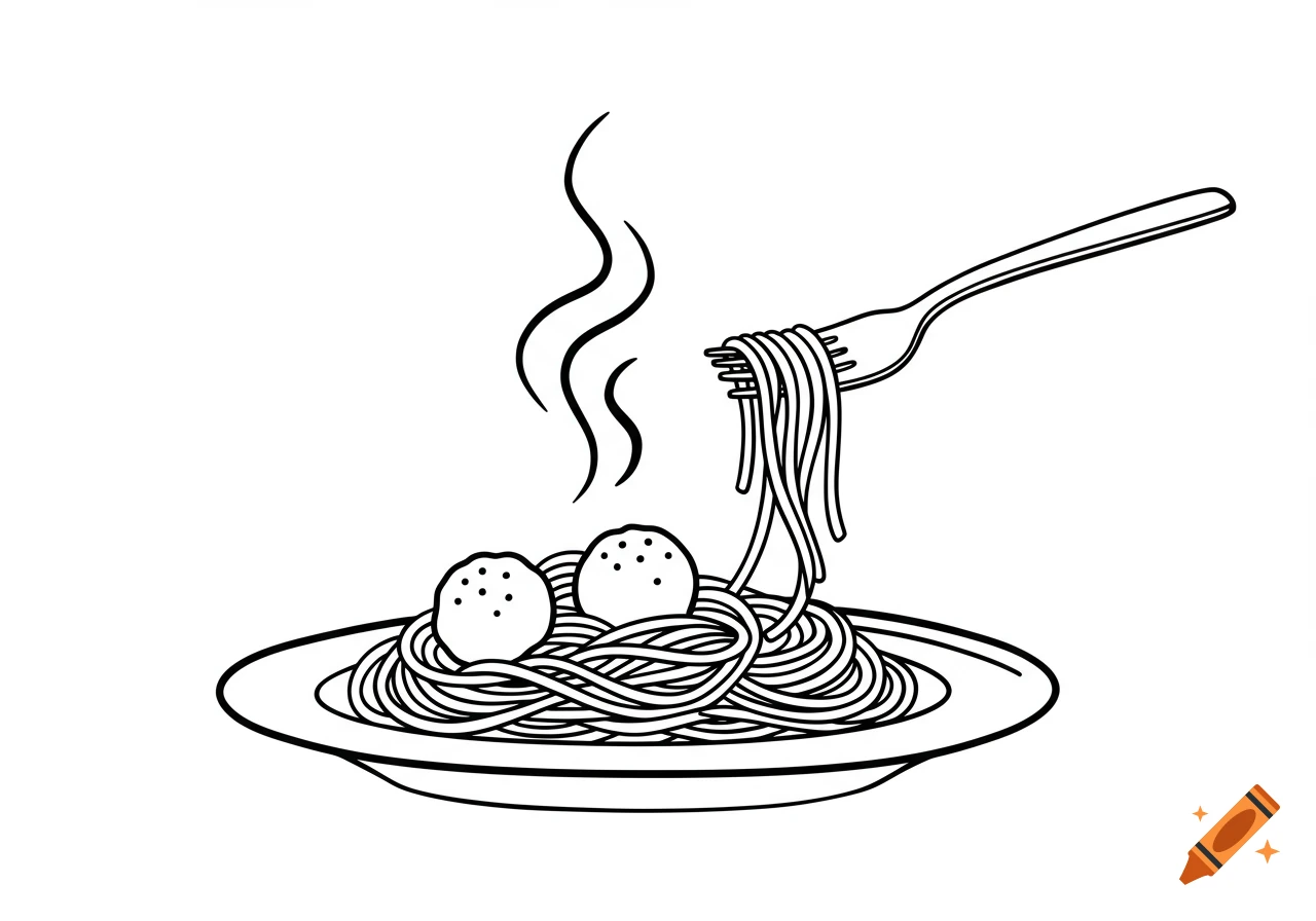 Outline drawing: Hands serving a steaming pot of food at a table set ...