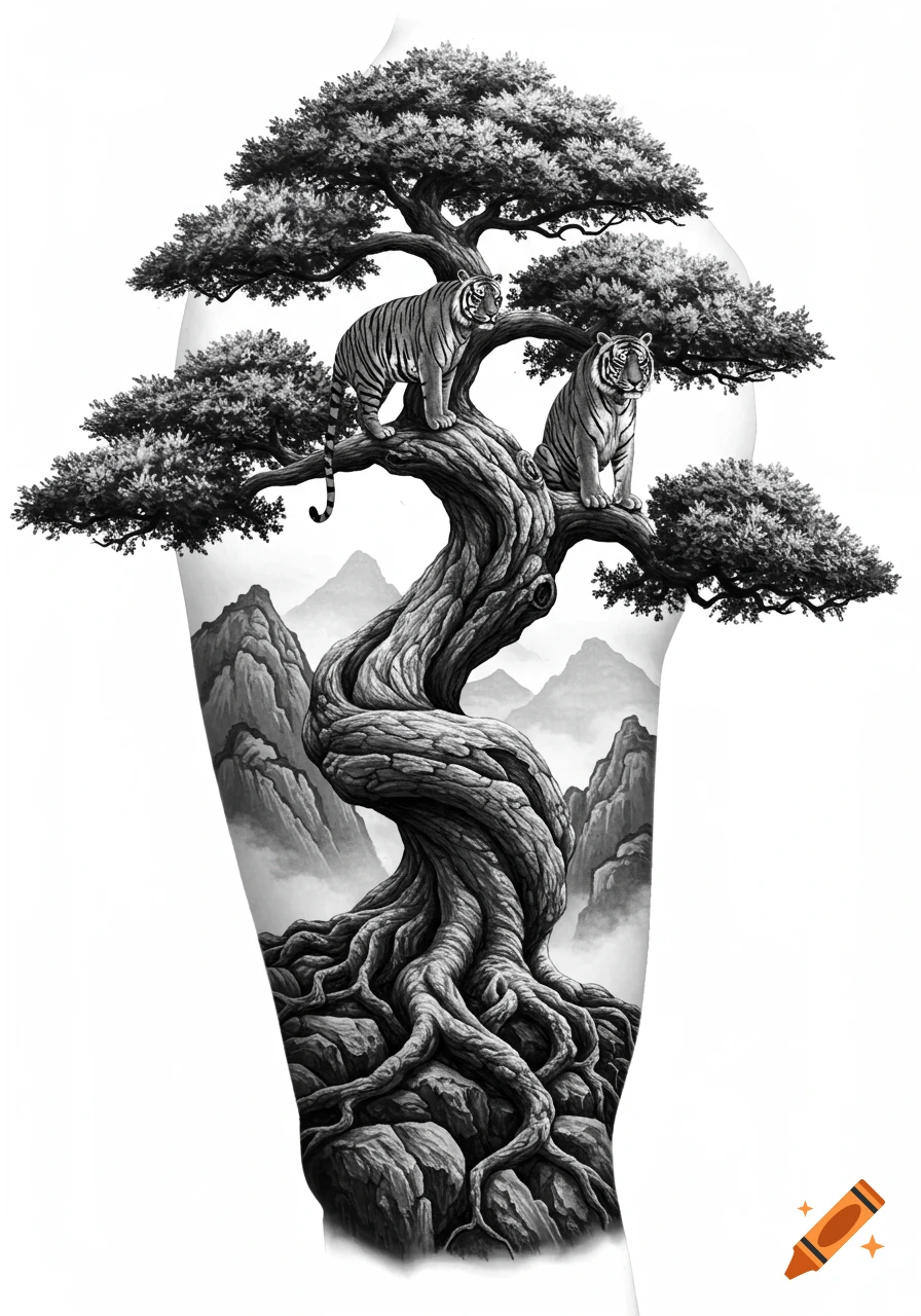 Tree+sketch created on Craiyon