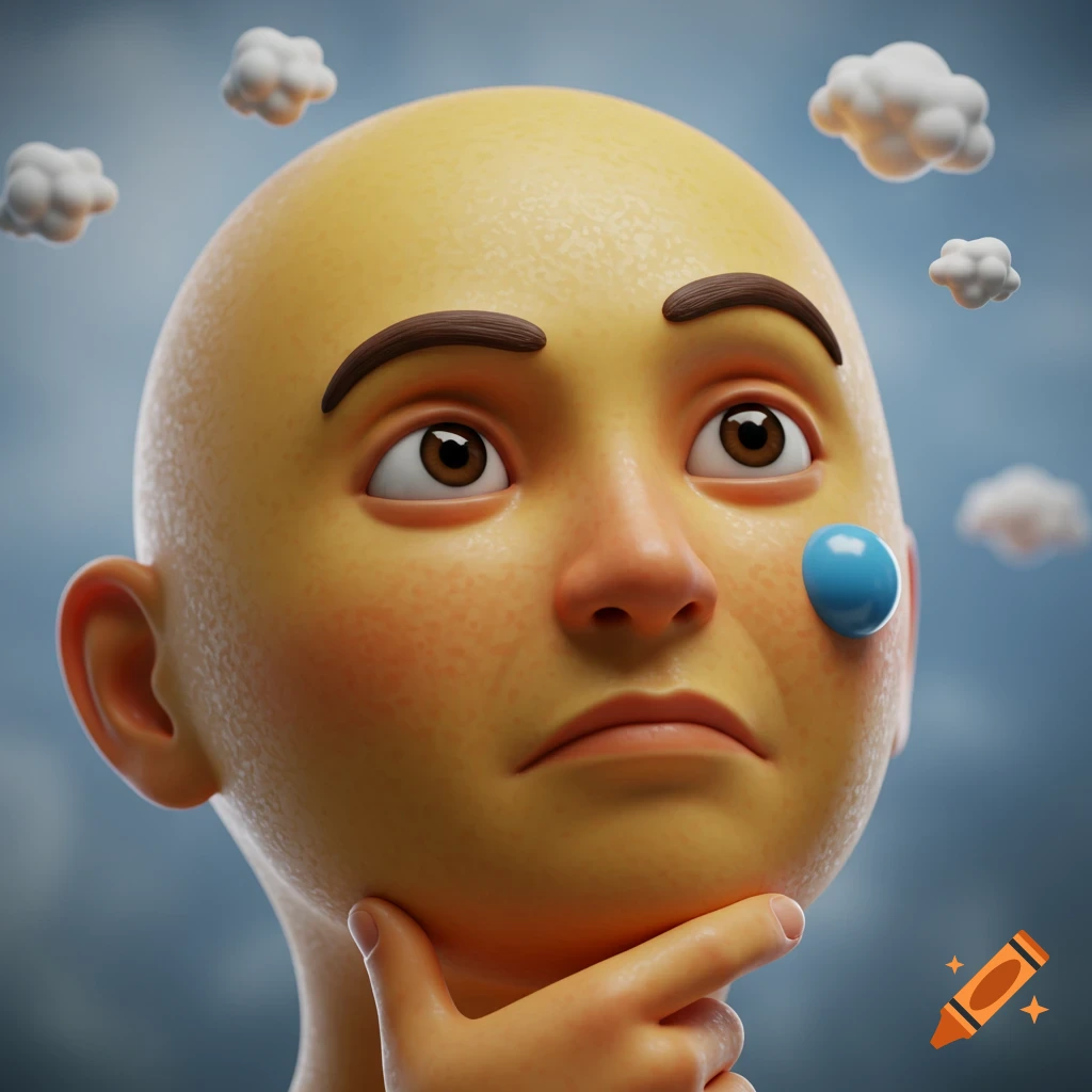 A realistic 3D render of a pinkish, long-necked cartoon character with ...