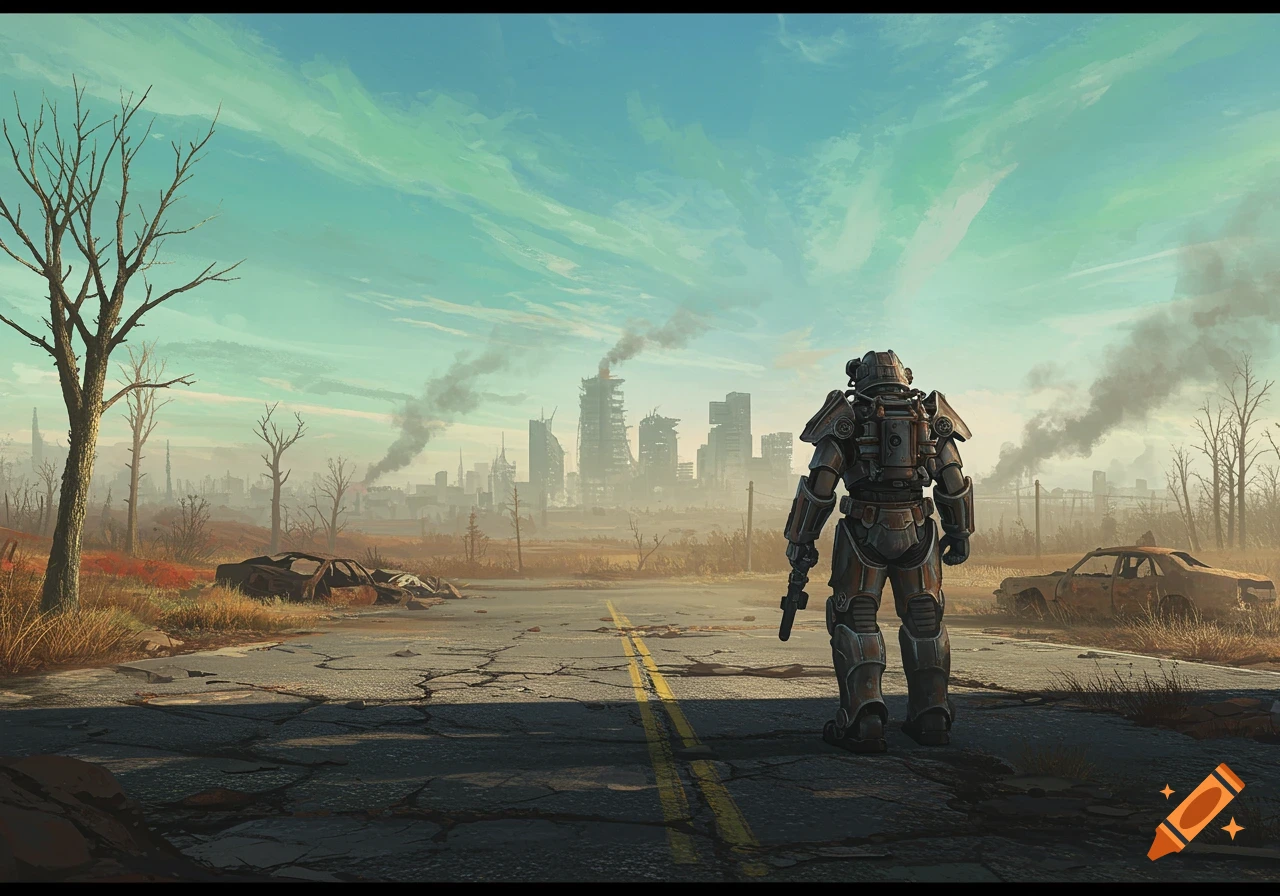 A post-apocalyptic shelter with shipping containers, a popup canopy, a ...