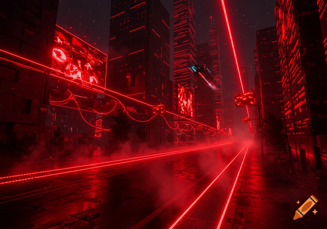 A dark, futuristic, and dystopian bathroom with a glowing green high ...