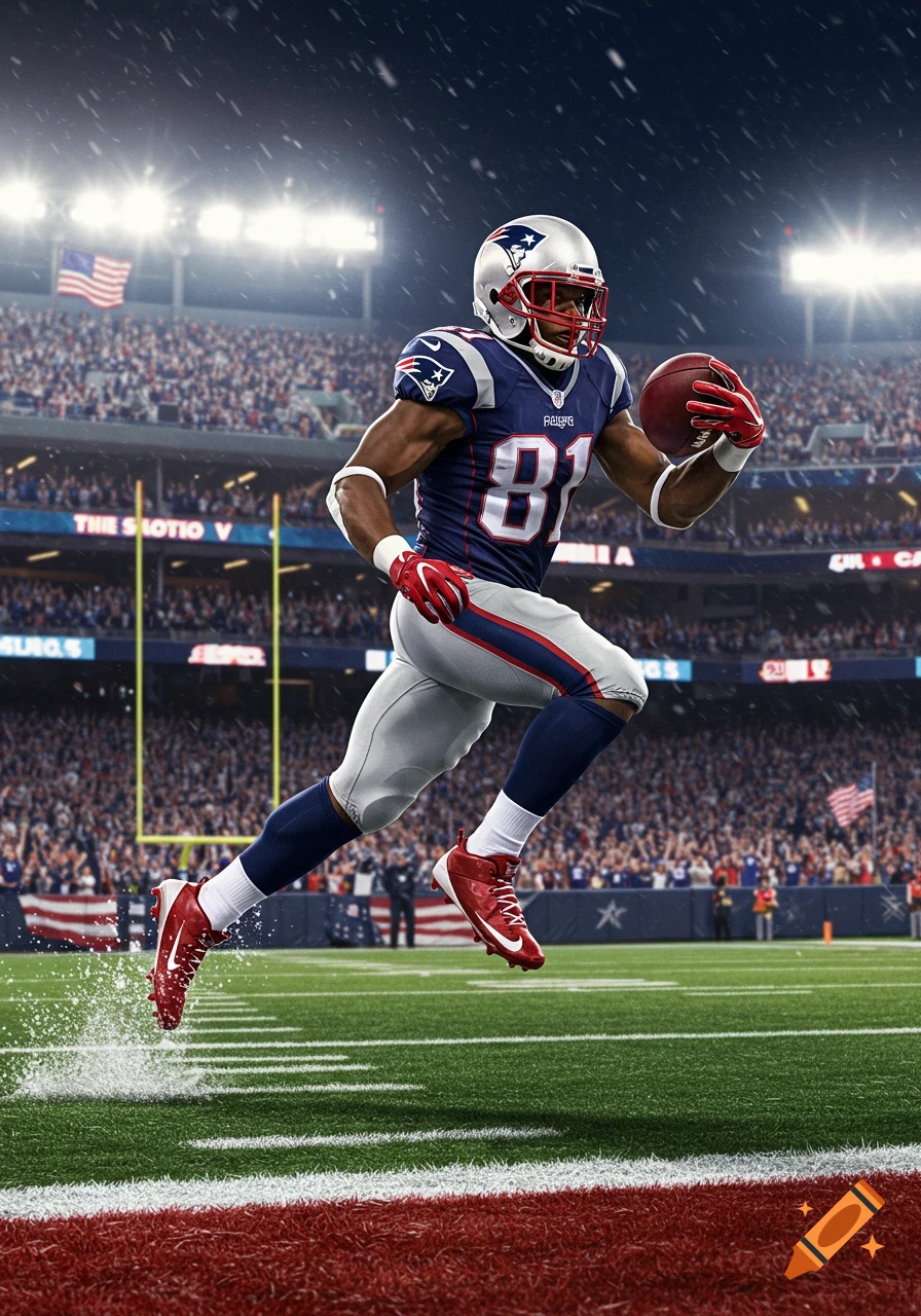 Photorealistic image of an American football game between the New ...