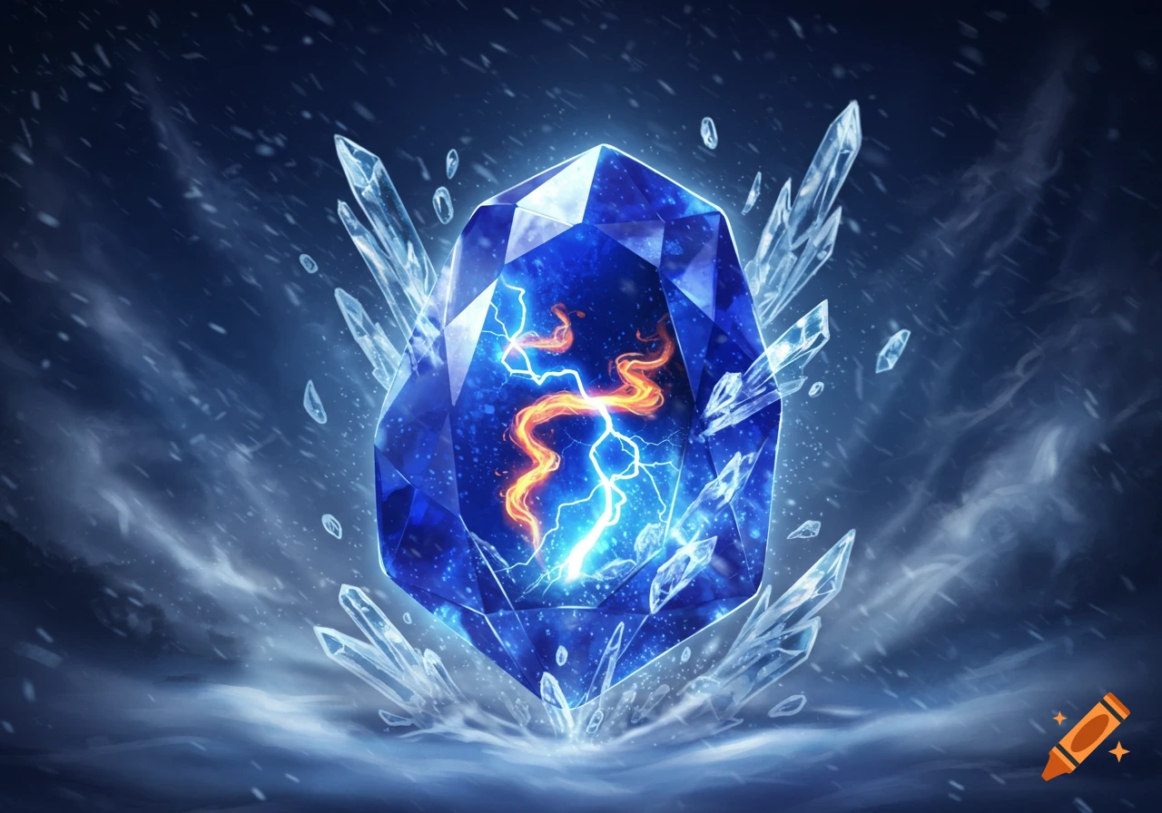 A vibrant blue sapphire with internal fire and lightning, surrounded by ...