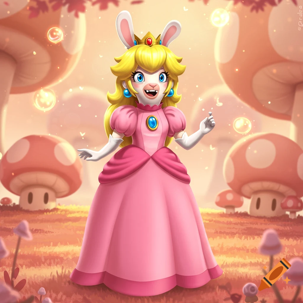 Mario and Princess Daisy kiss under a blooming cherry tree in a vibrant ...