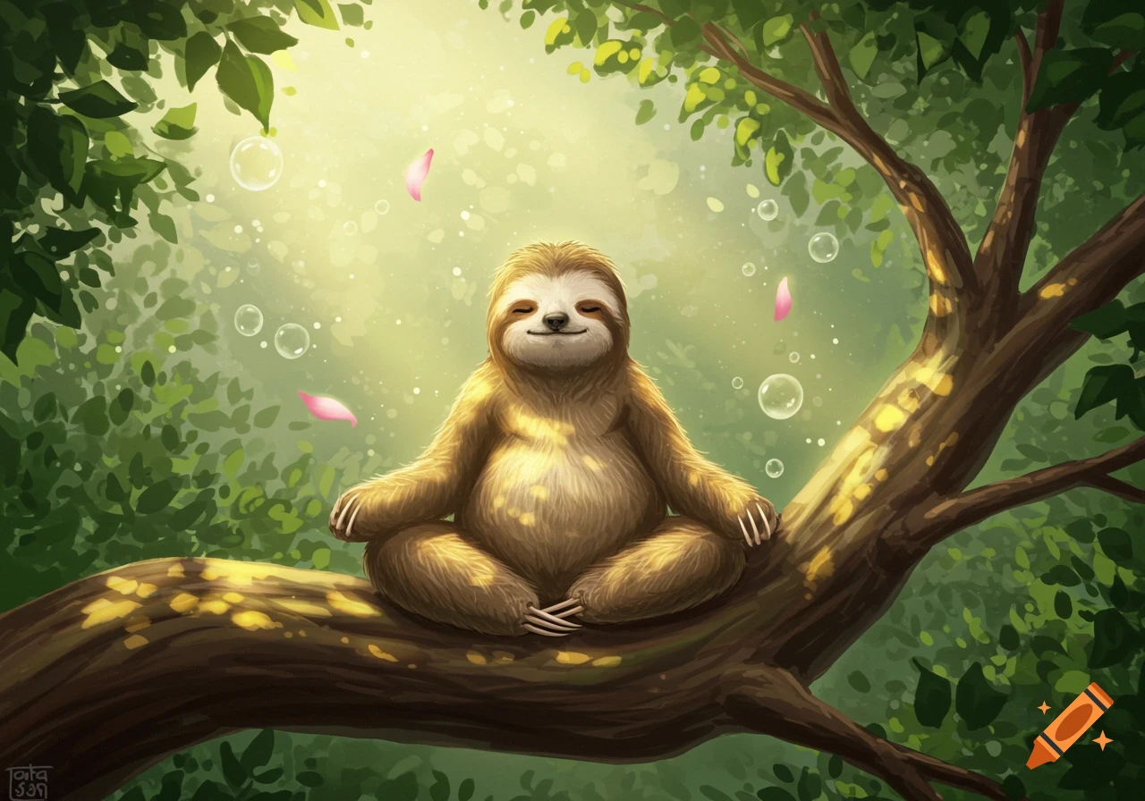 Sloth+hanging+from+tree+drawing created on Craiyon