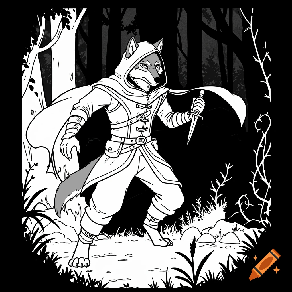 Black and white linocut illustration of a floating ghost figure wearing ...