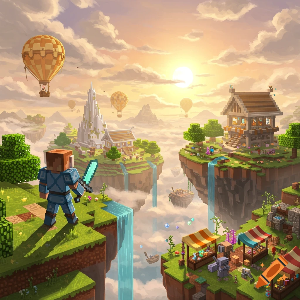 Minecraft comic art of a player with a diamond sword battling an Ender ...