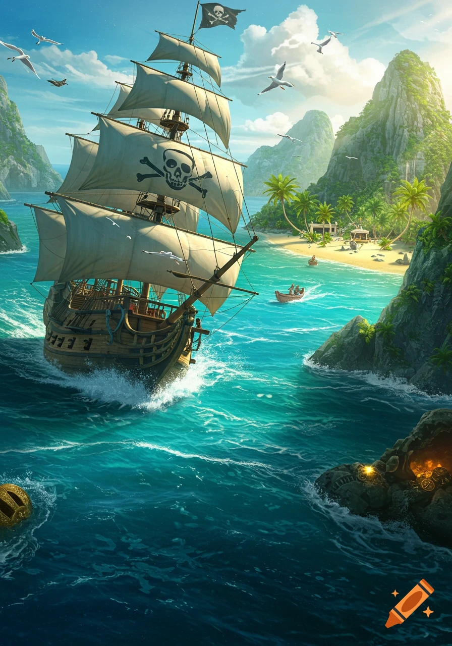 Vibrant illustration of a majestic citadel on a rocky cliff overlooking ...