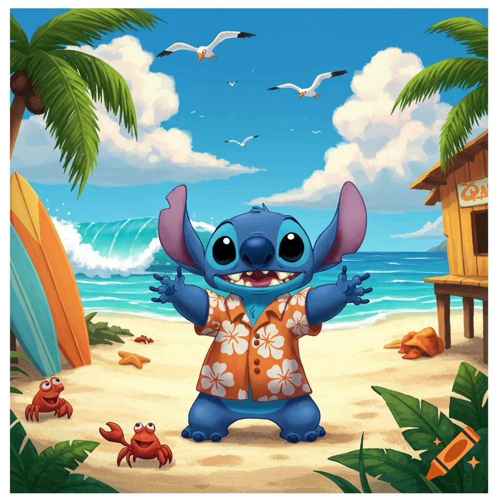 Stitch+estudiando created on Craiyon