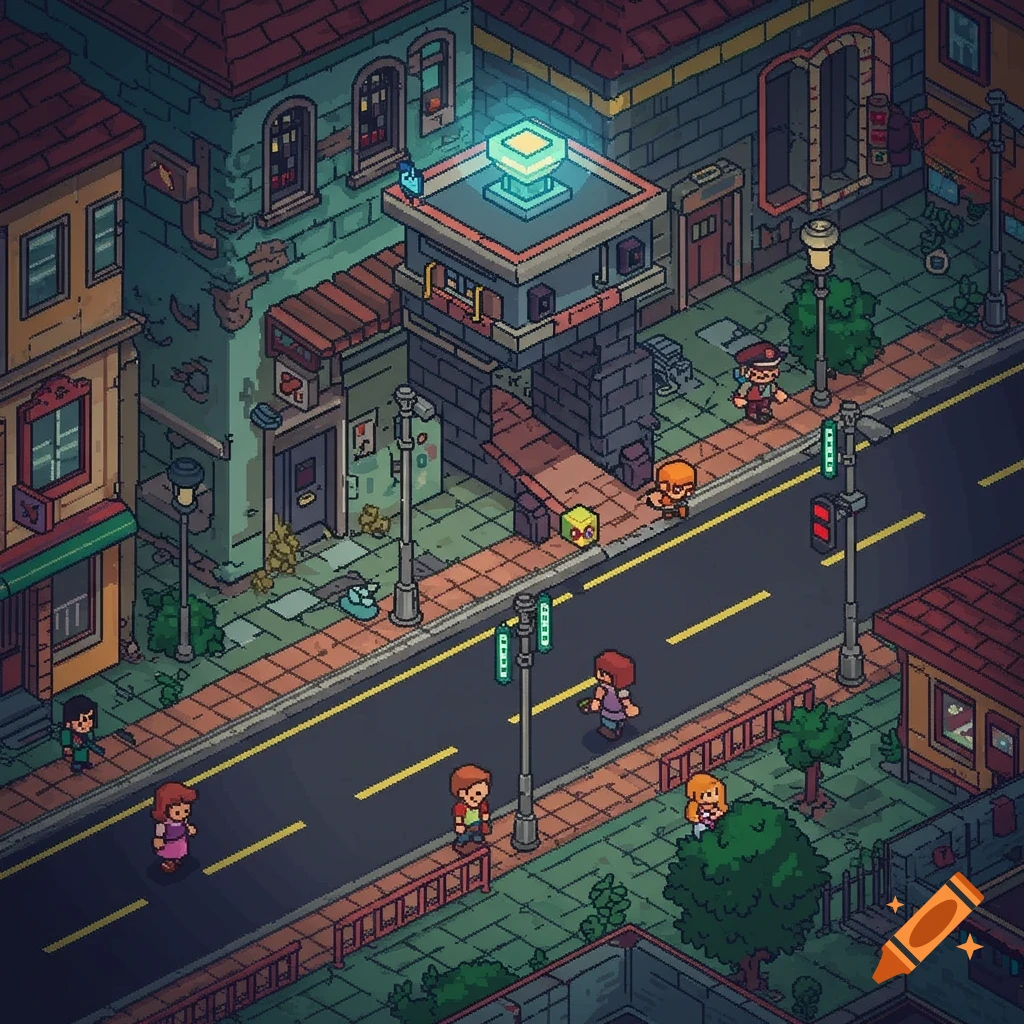 Pixel Art Depiction of a Dystopian World created on Craiyon