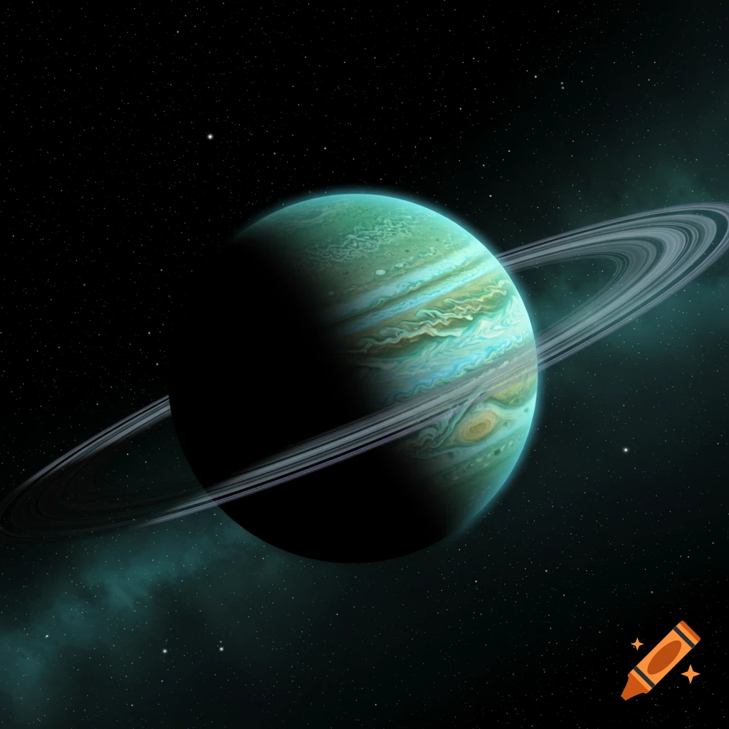 A photorealistic cow stands on the surface of Jupiter, with four moons ...