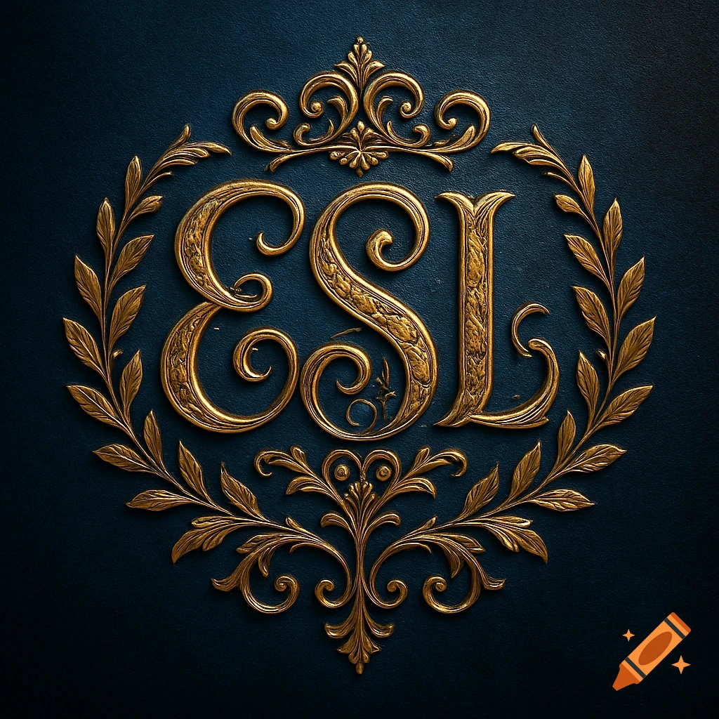 A golden gothic monogram 'N' with a crown on top, flanked by ornate ...