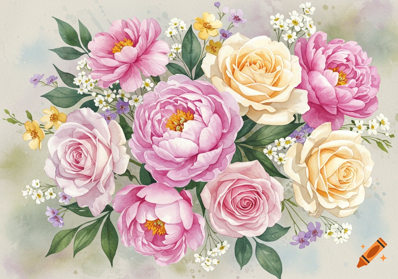 A vibrant illustration of a large green cabbage nestled among pink ...