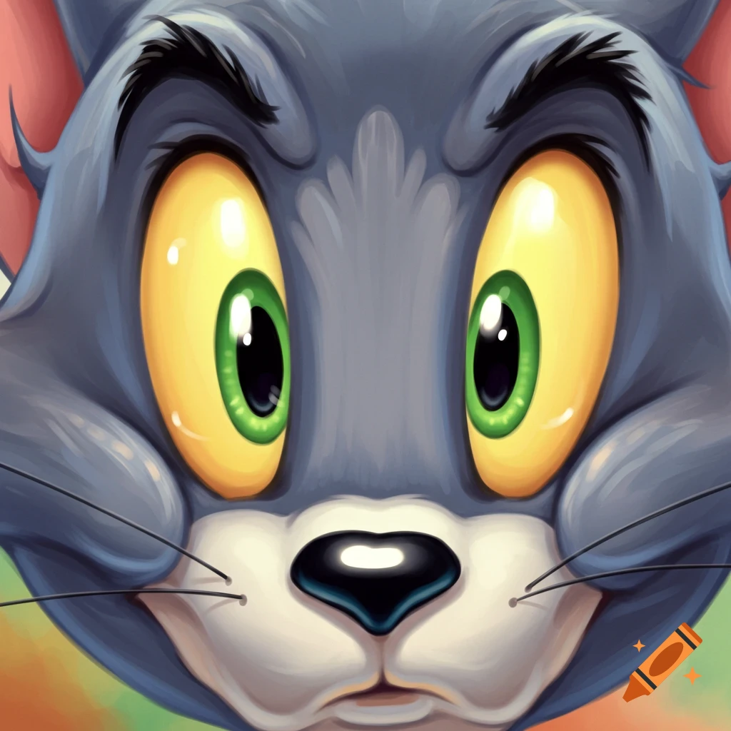 A close-up of the cartoon cat Tom from Tom and Jerry, featuring his ...