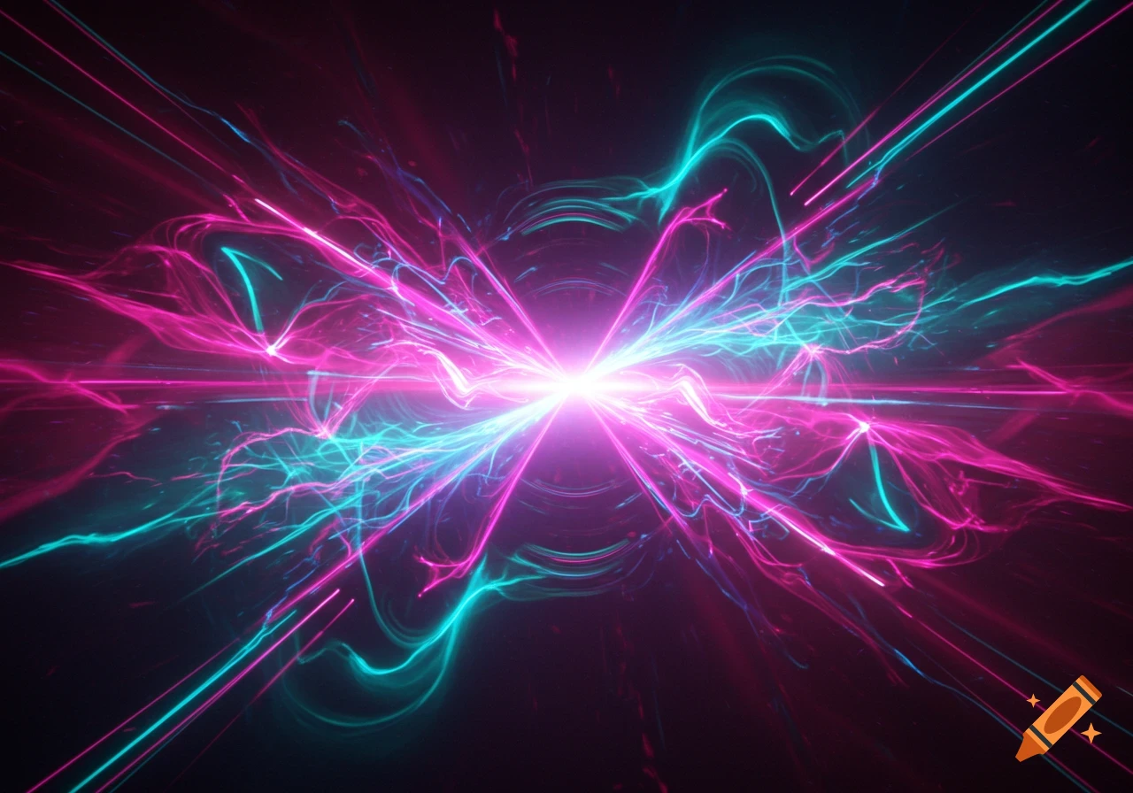 A vibrant, glowing rainbow-colored spiral on a black background ...