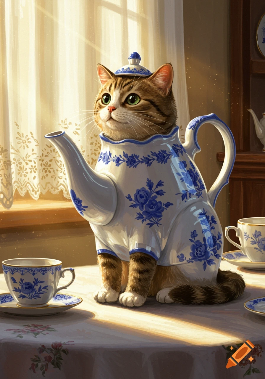 An orange tabby kitten lies on a stack of syrup-drenched waffles with ...