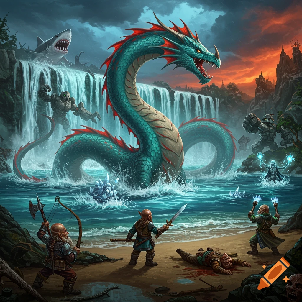 Fantasy board game with a winding snake-like path of glowing green ...