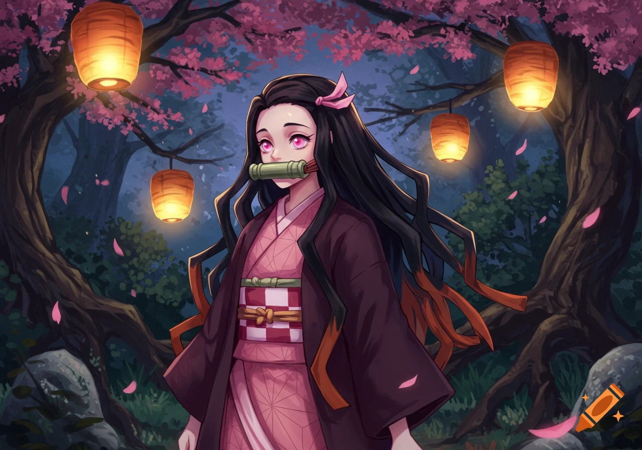 Anime-style illustration of Tanjiro and Mitsuri from Demon Slayer ...