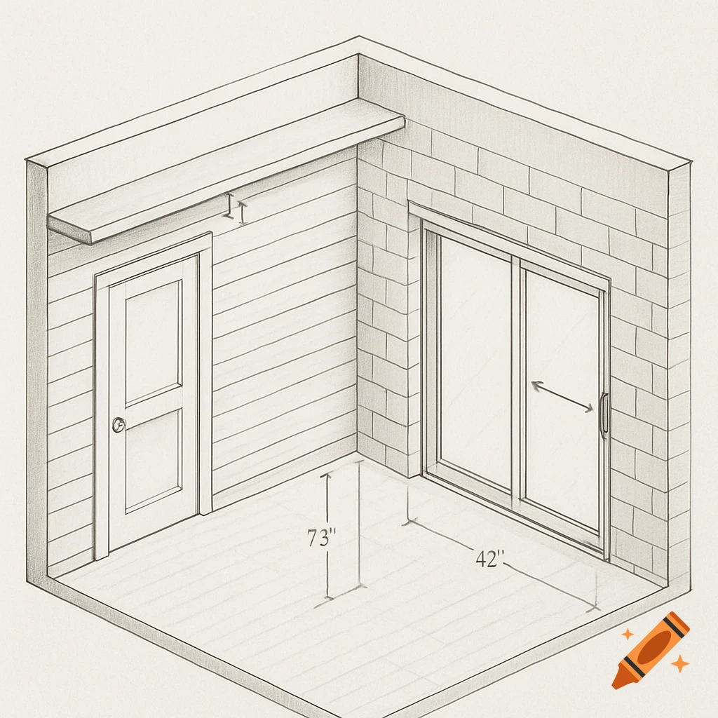 Pencil drawing of a multi-level modern building in isometric projection ...