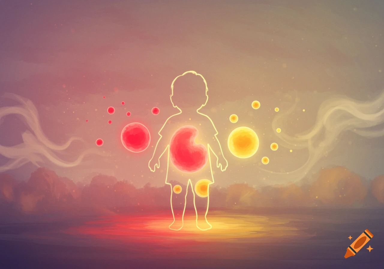 Photorealistic image of a fetus curled in a womb, with a blue circuit ...