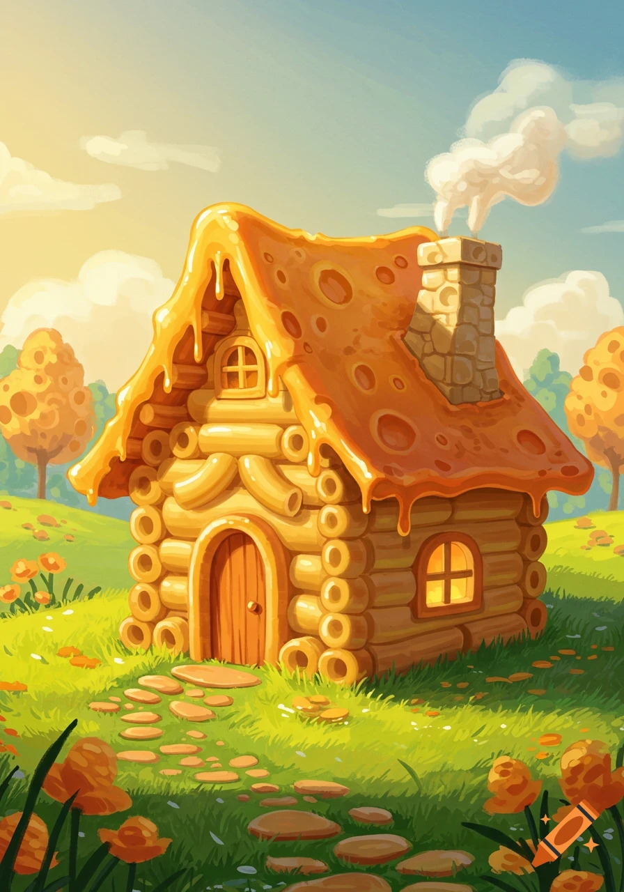 A detailed miniature house, complete with a chimney and windows ...