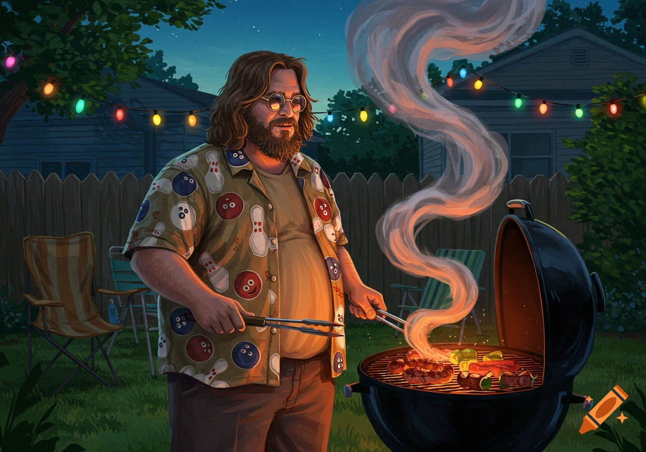 Pixel art of Bob Ross holding a paintbrush and palette by a lake with ...