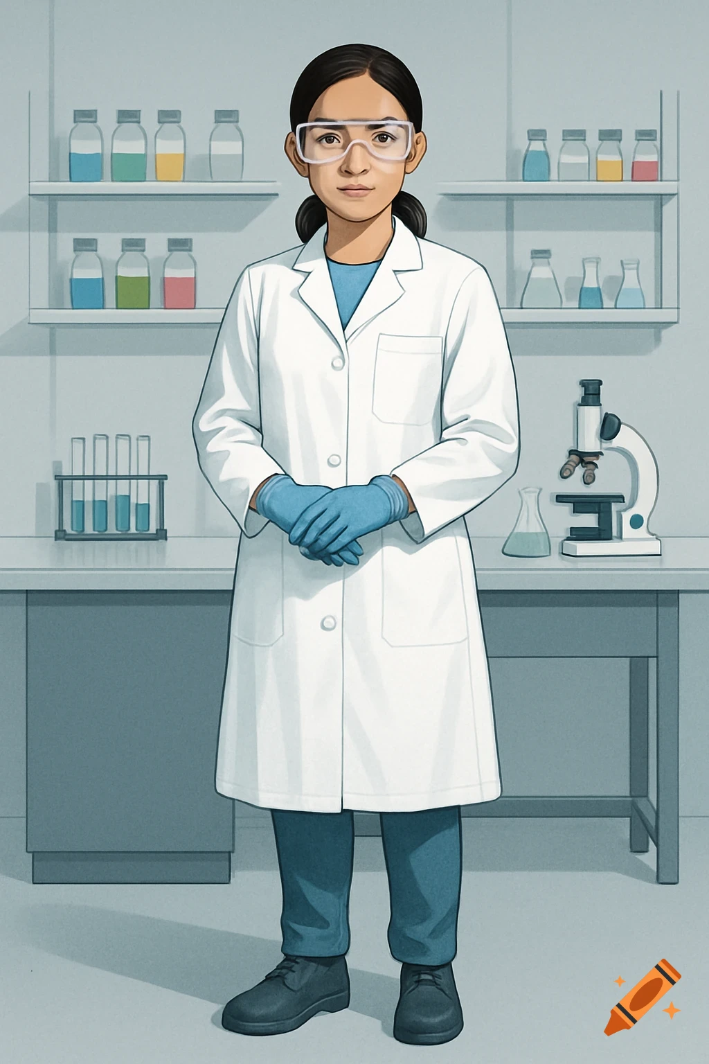 Illustration of three happy doctors celebrating in a clean, high-tech ...