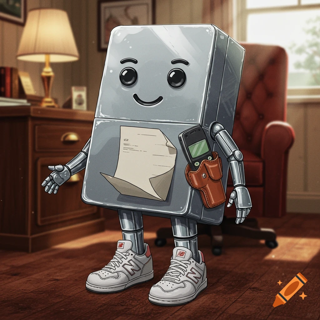 A photorealistic image of a friendly-faced robot with wheels and arms ...