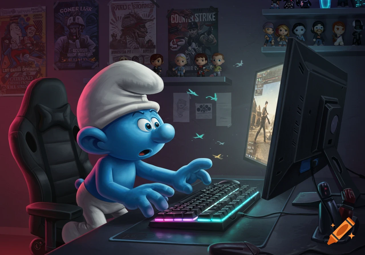 A Minion character in a security uniform with heterochromia eyes stands ...