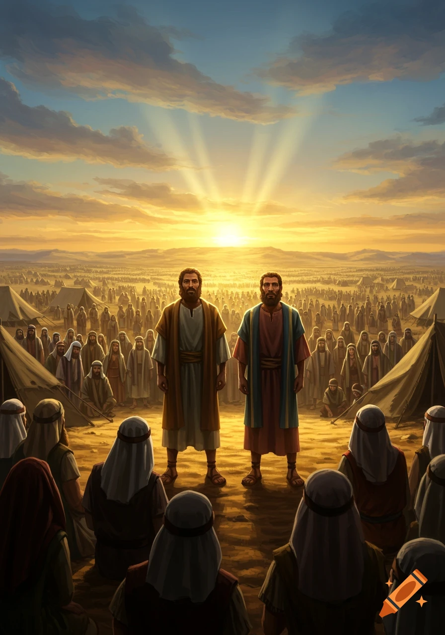 A painting of Jesus with arms raised, addressing a large crowd on a ...