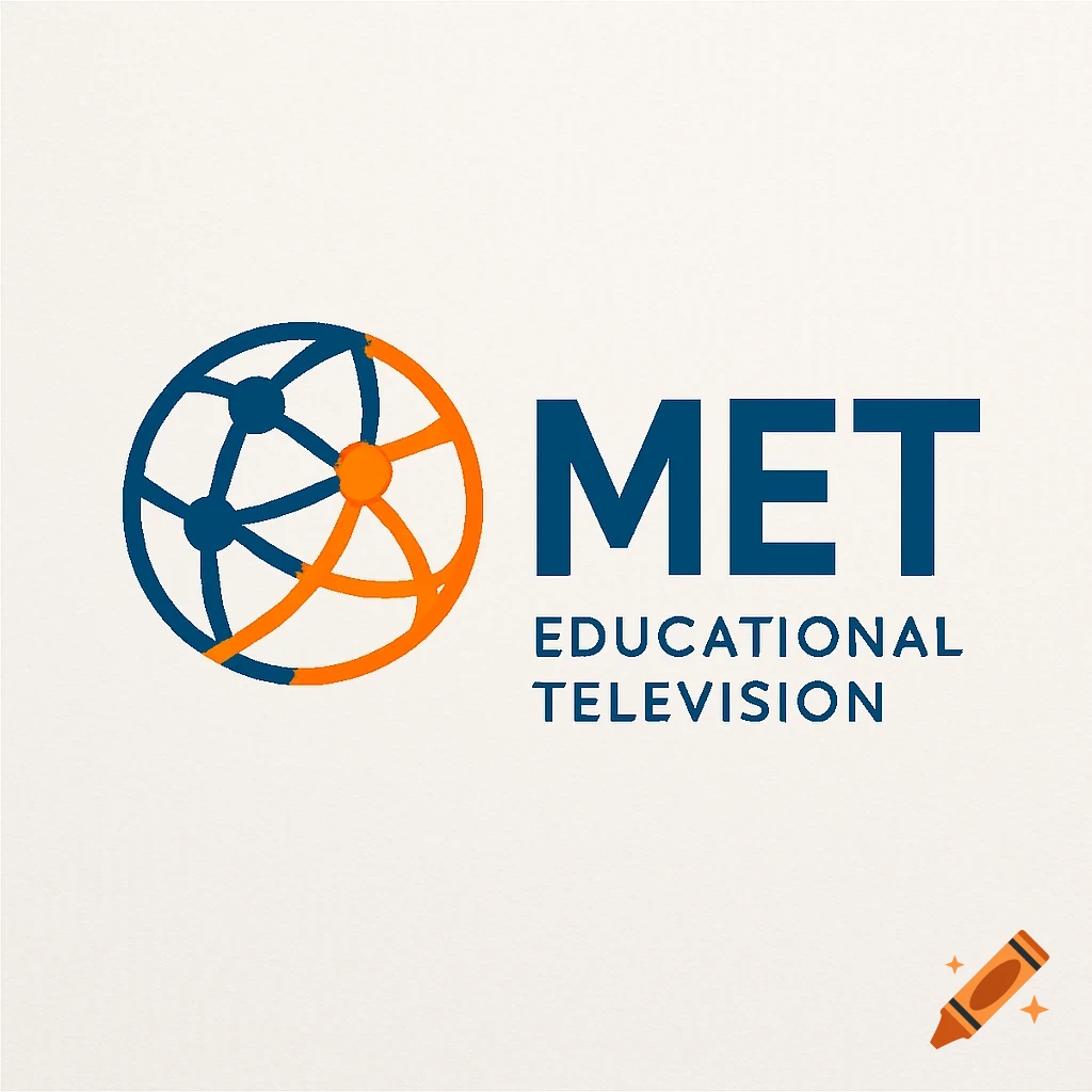 Logo for MET Educational Television, featuring a blue and orange globe ...