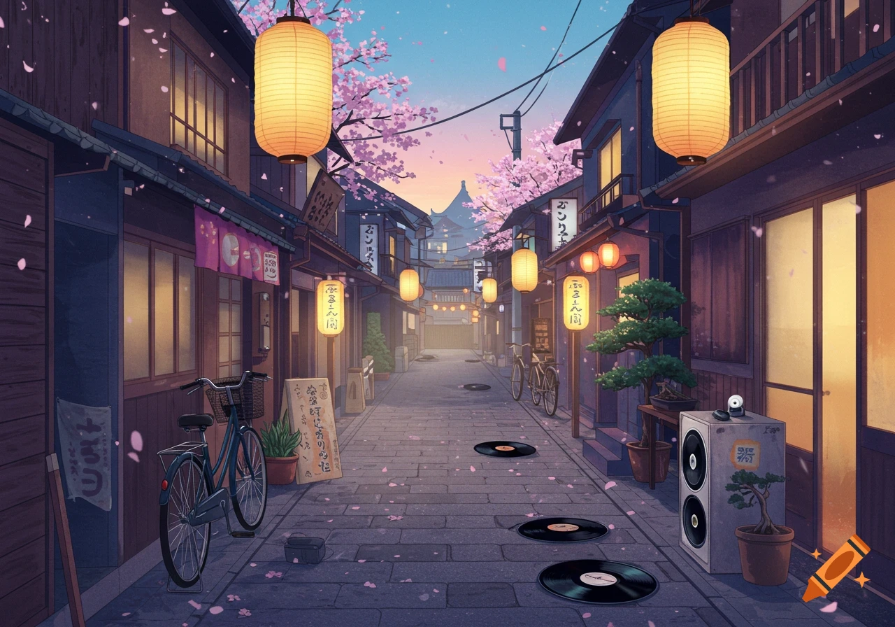 A minimalistic illustration of a bright green torii gate centered on an ...