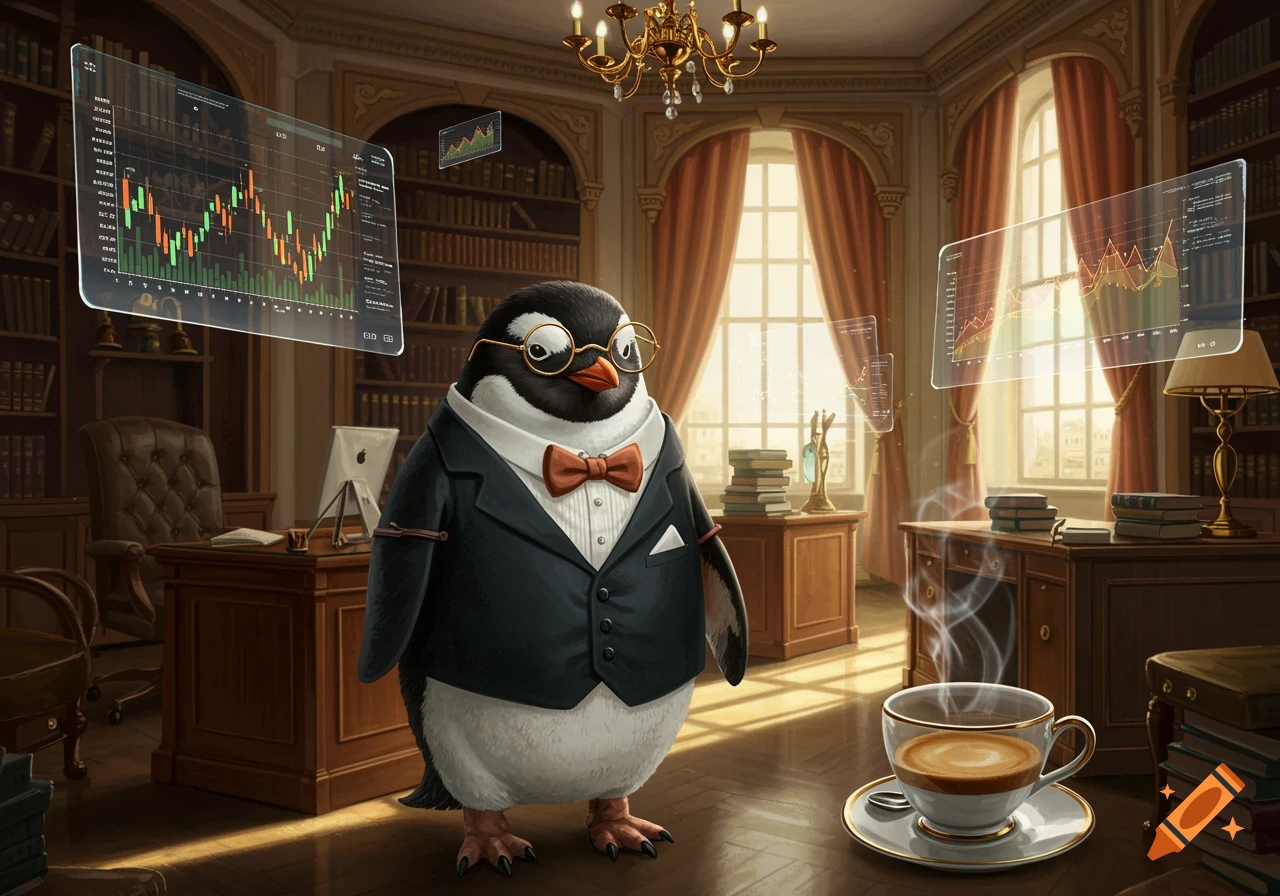 A confident, blonde-haired duck character in a top hat and red suit ...