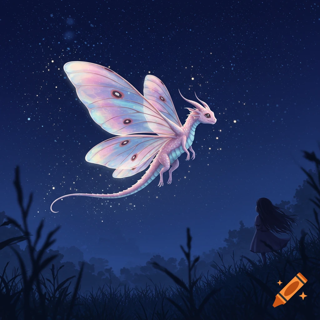 White moths with eye patterns fly over a field of daisies in a foggy ...