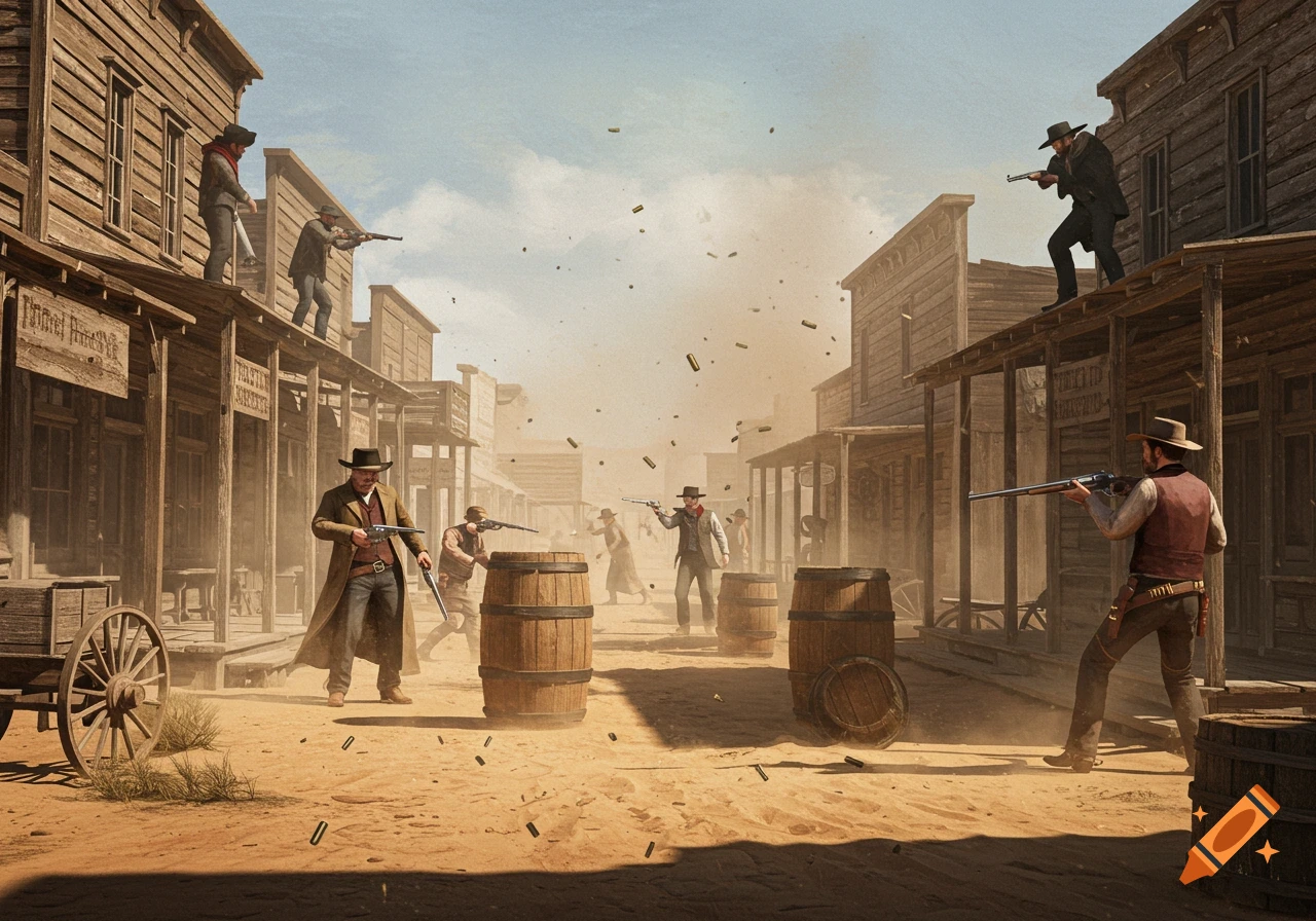 A stylized cowboy with a beard holds a spilling sack of gold in a ...